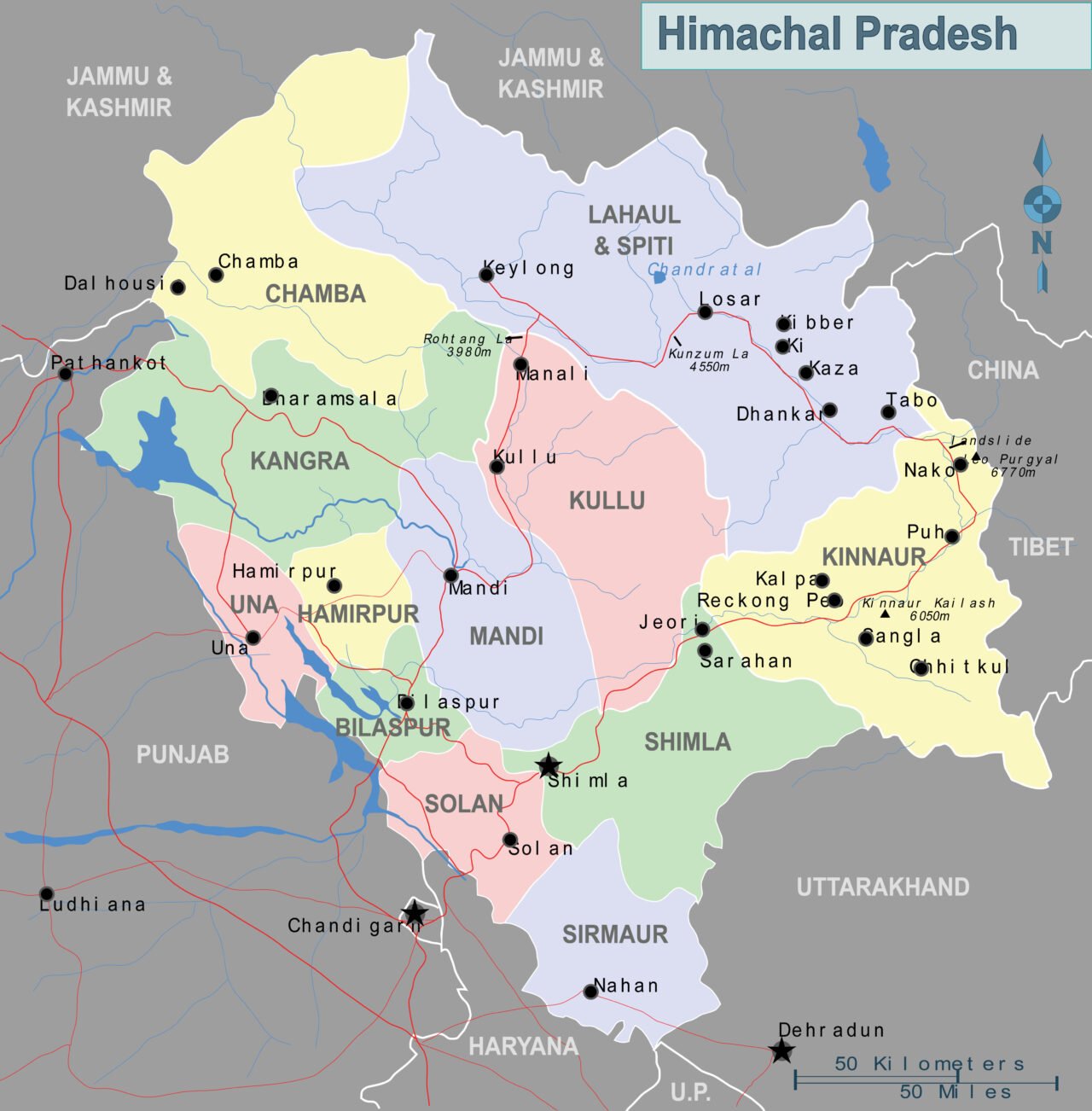 Map of Districts | A Guide to Himachal Pradesh